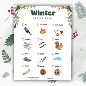 Winter Nature Trail Printable for Kids,winter Hiking Scavenger Hunt ...