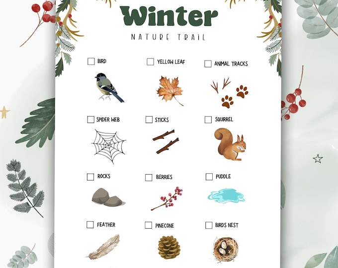 Winter Nature Scavenger Hunt for Kids: Printable Outdoor Activity ...