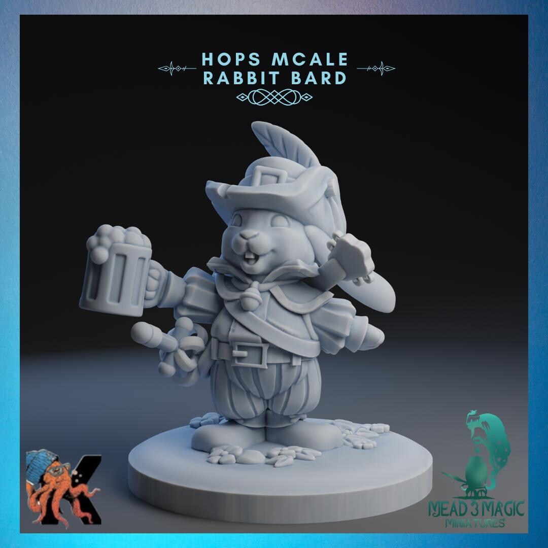 Hops Mcale, Rabbit Bard | Kraken Games | 12K Res. 3D Print | Strong ...