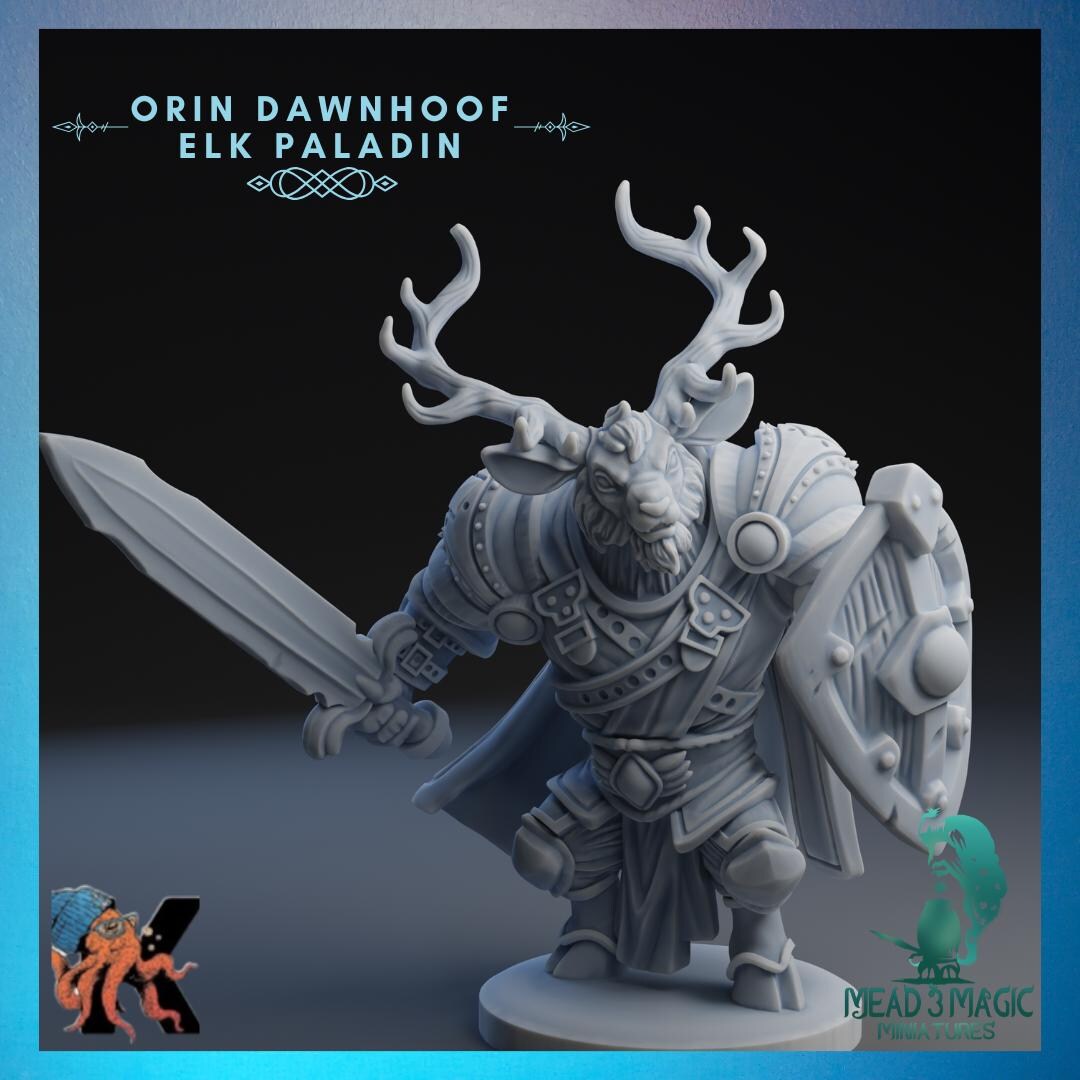 Orin Dawnhoof, Elk Paladin | Kraken Games | 12K Res. 3D Print | Strong ...