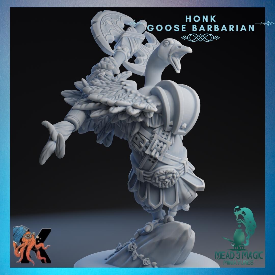 Honk, Goose Barbarian | Kraken Games | 12K Res. 3D Print | Strong Resin ...