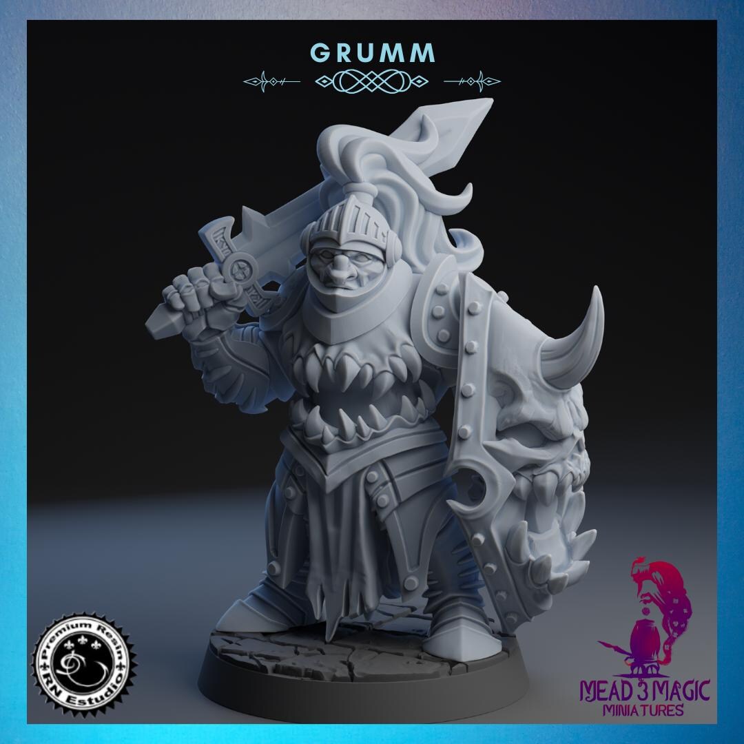 Grumm | RN Estudio | 12K Resolution 3D Print | Strong Resin | Dnd Demon Dwarf Fighter Cursed ...