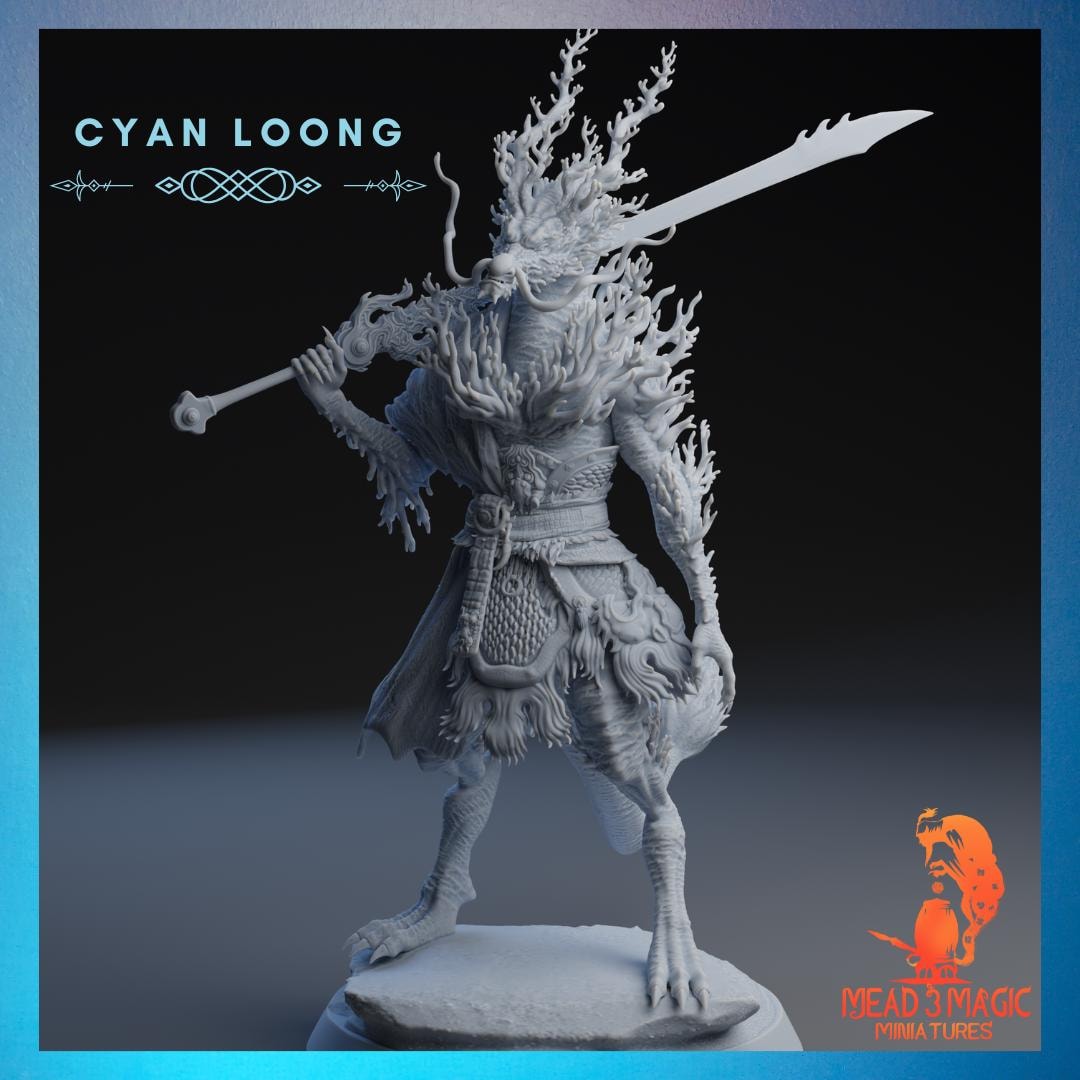 Cyan Loong | Saga Miniatures | 12K Res. 3D Print | Strong Resin | Dnd ...