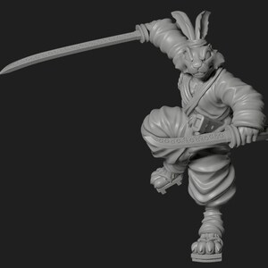 Rabbitfolk/harengon Samurai 2 Poses Anime Dungeons 8K Resolution 3D ...