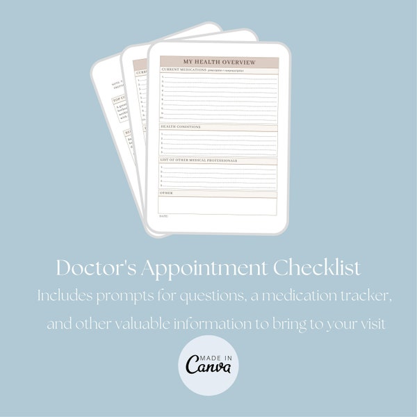 Doctor Appointment Checklist Template - Etsy