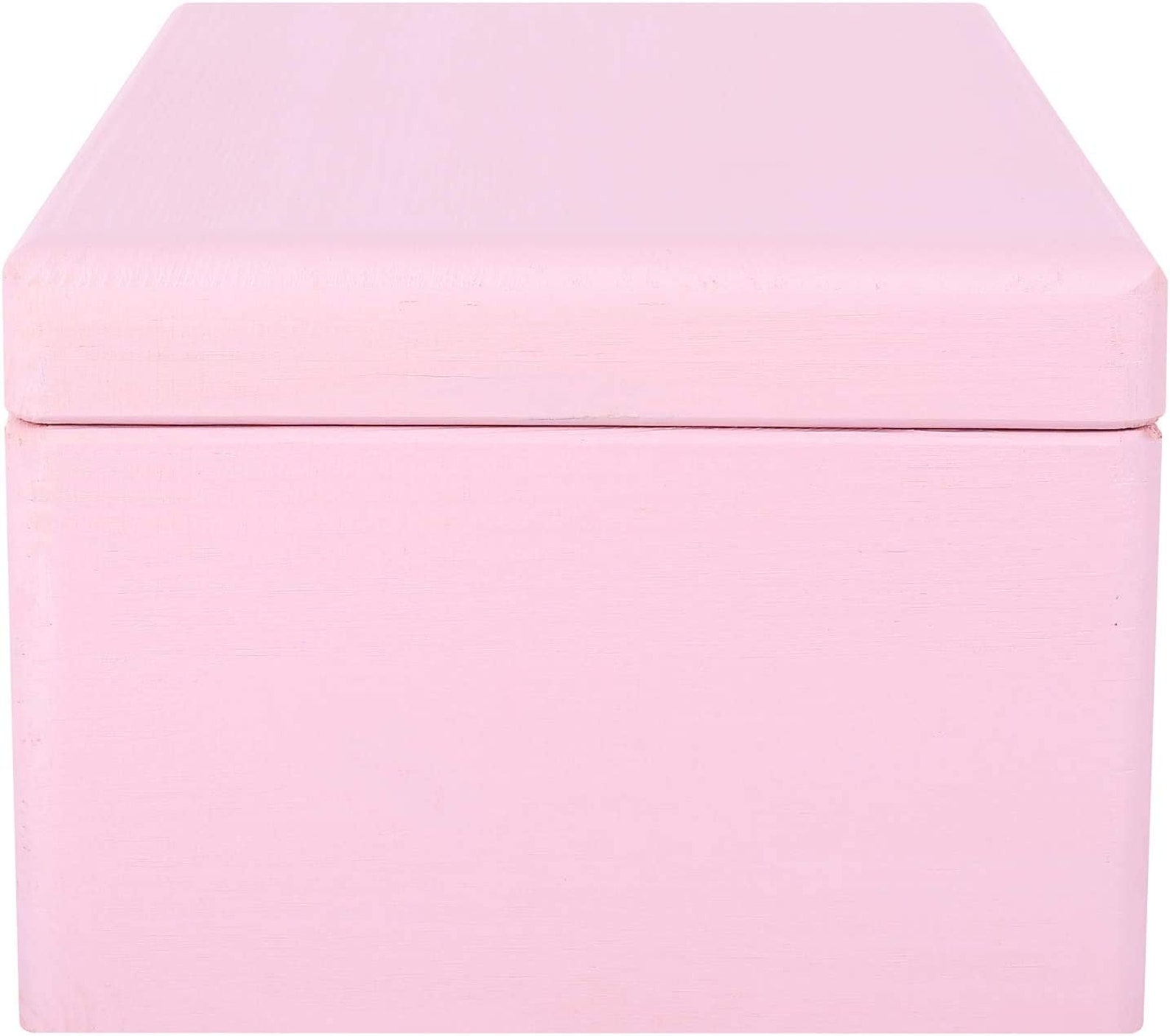 Large Pink Wooden Storage Box With Hinged Lid 11.8 X 7.87 X 5.51 in / 0 ...