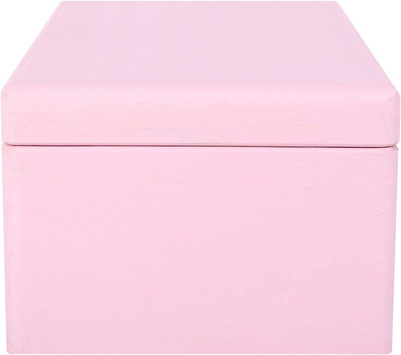 Large Pink Wooden Storage Box With Hinged Lid 11.8 X 7.87 X 5.51 in / 0 ...