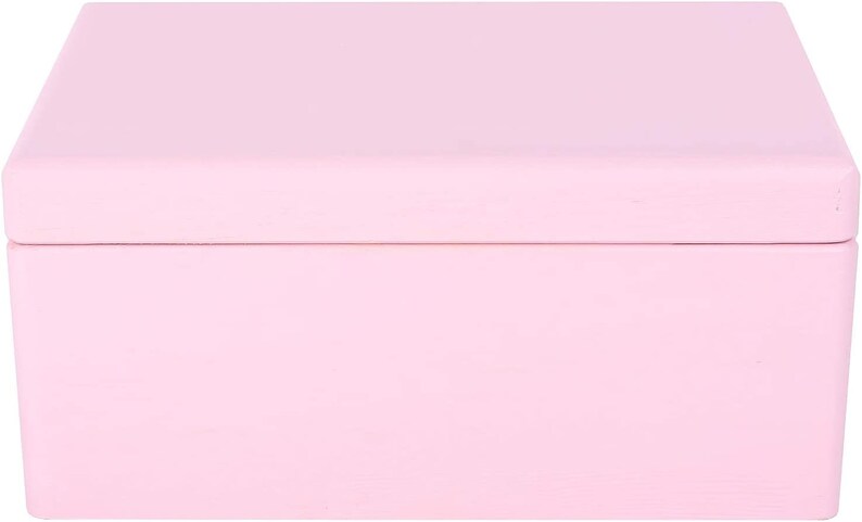 Large Pink Wooden Storage Box With Hinged Lid 11.8 X 7.87 X 5.51 in / 0 ...