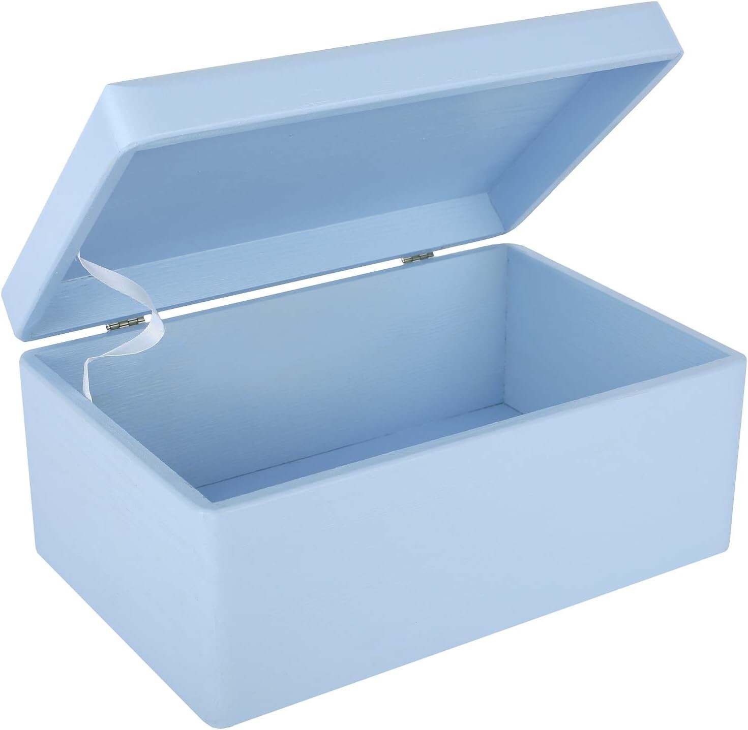 Large Blue Wooden Storage Box With Hinged Lid 11.8 X 7.87 X 5.51 in / 0 ...