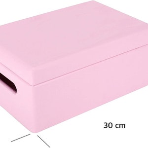 Large Pink Wooden Storage Box With Hinged Lid & Handles 11.8 X 7.87 X 5 ...