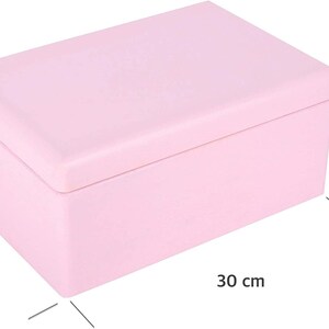 Large Pink Wooden Storage Box With Hinged Lid 11.8 X 7.87 X 5.51 in / 0 ...