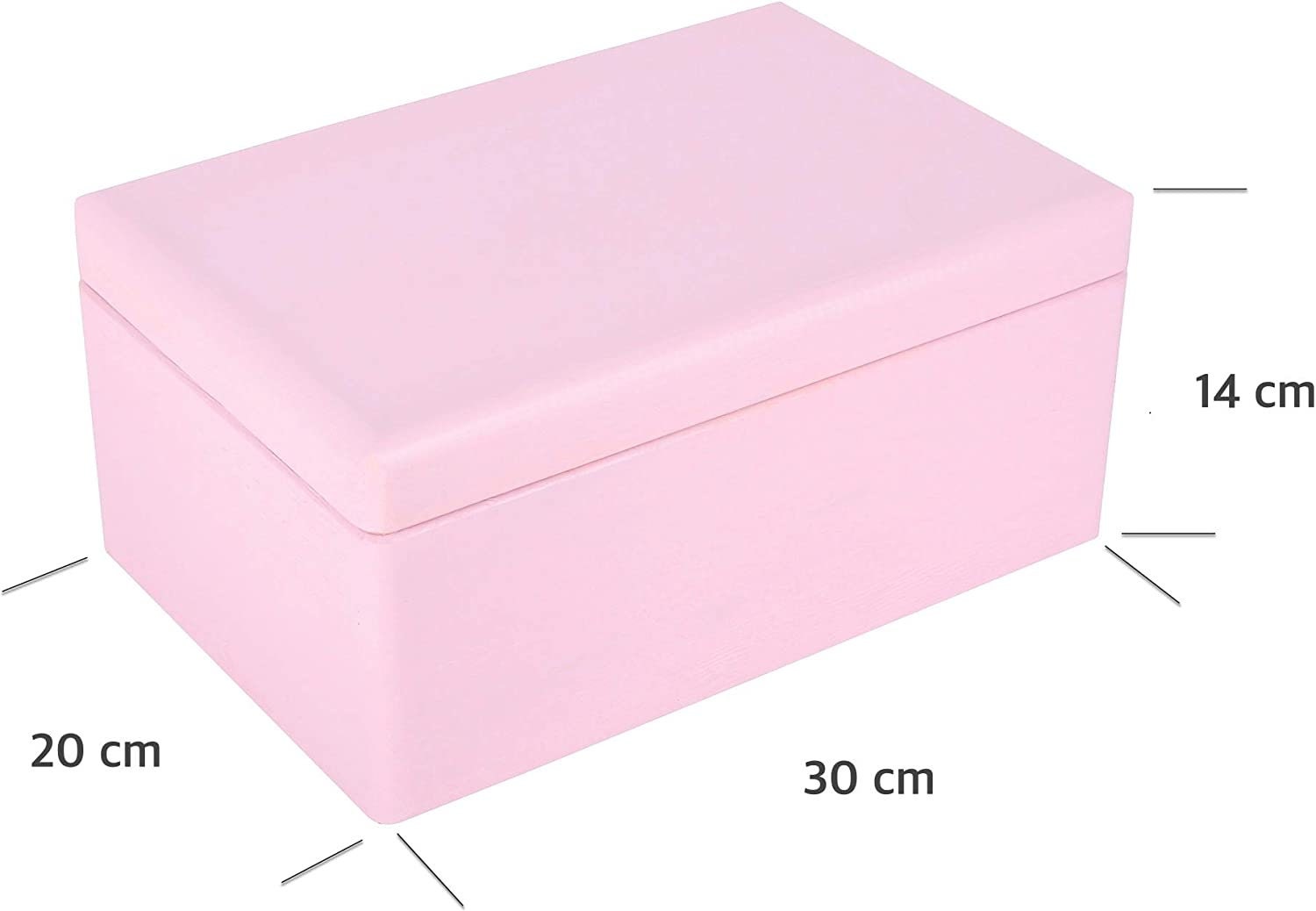 Large Pink Wooden Storage Box With Hinged Lid 11.8 X 7.87 X 5.51 in / 0 ...