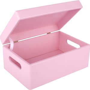 Large Pink Wooden Storage Box With Hinged Lid & Handles 11.8 X 7.87 X 5 ...