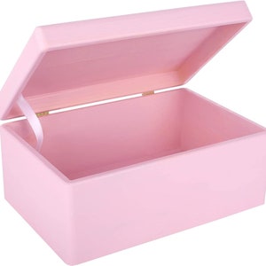 Large Pink Wooden Storage Box With Hinged Lid 11.8 X 7.87 X 5.51 in / 0 ...