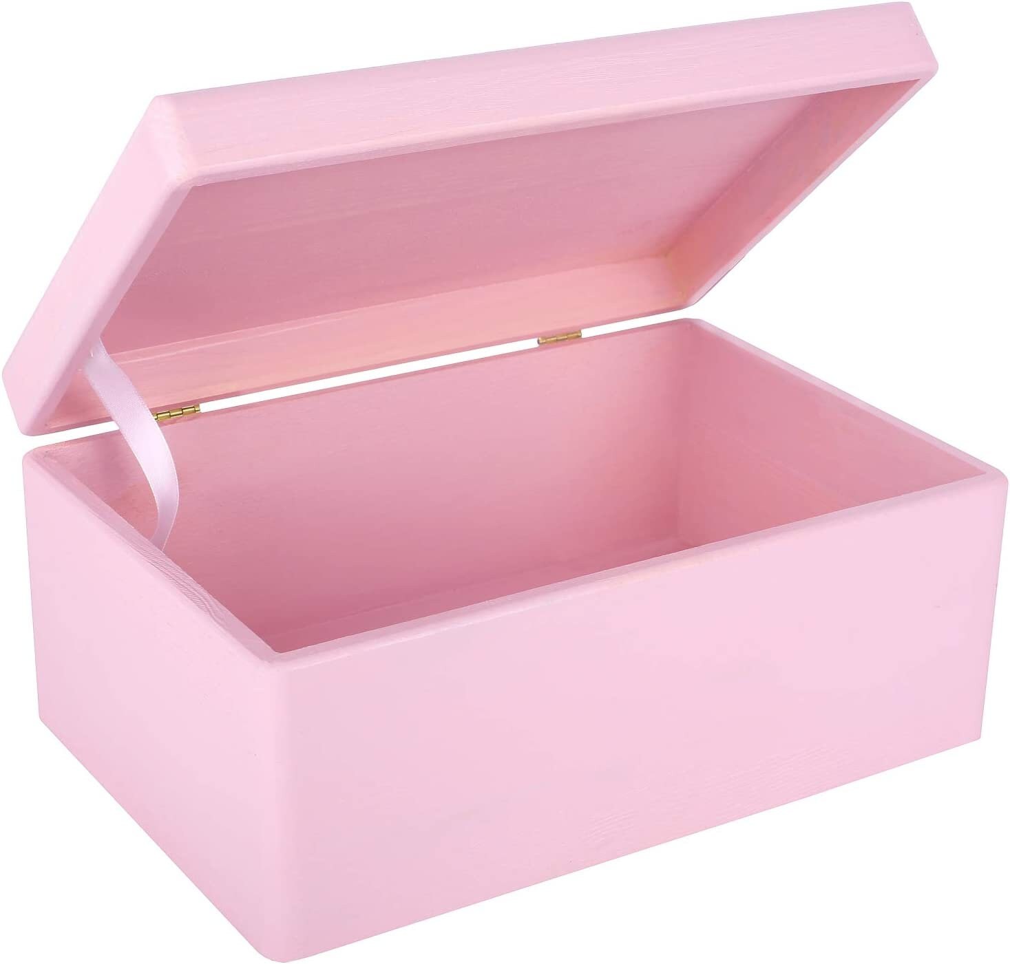 Large Pink Wooden Storage Box With Hinged Lid 11.8 X 7.87 X 5.51 in / 0 ...