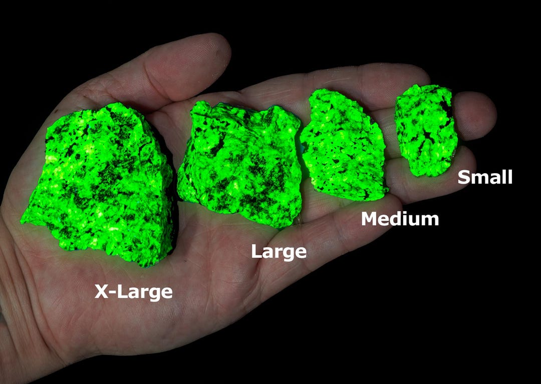 ONE (1) Piece of Fluorescent Bright Green Willemite | UV Reactive ...