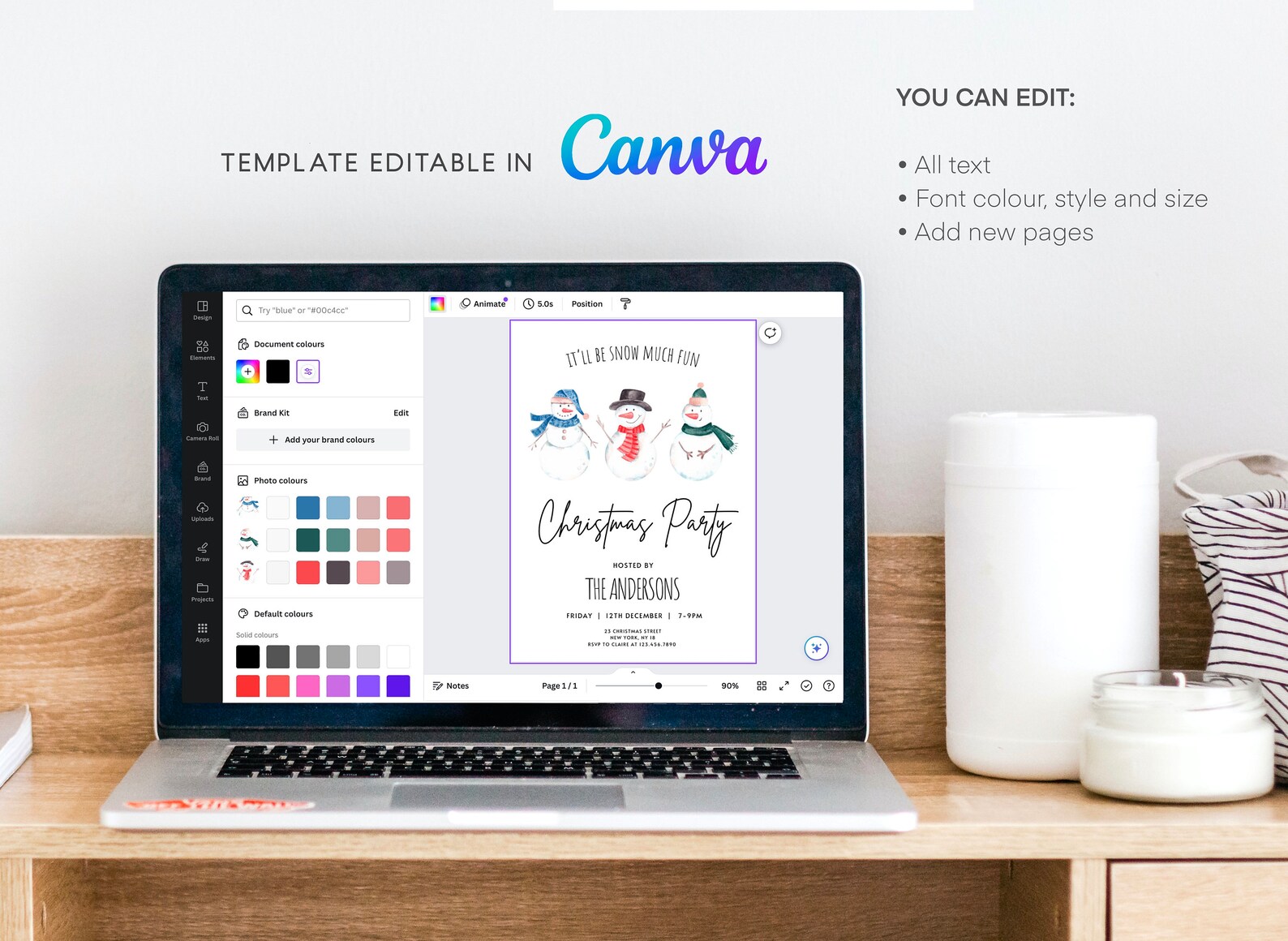 Editable Snowman Christmas Party Invitation Template Editable - Etsy UK