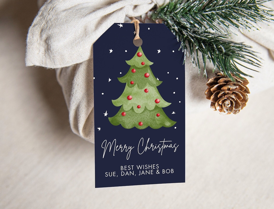 Christmas Tree Gift Tag Template Editable Christmas Gift Tag - Etsy