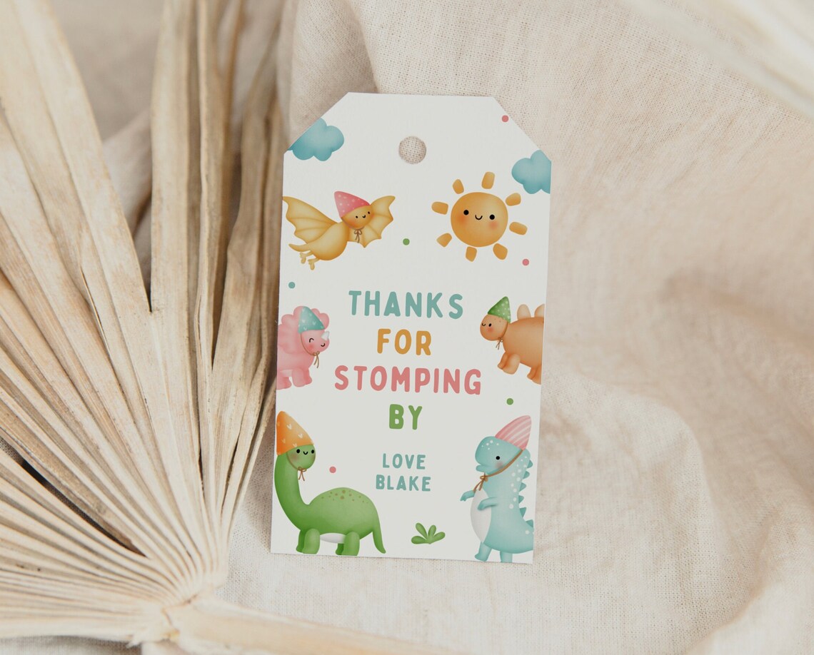 Oneasaurus Dinosaur Thank You Tag 1st Birthday Thank You Tag Template ...