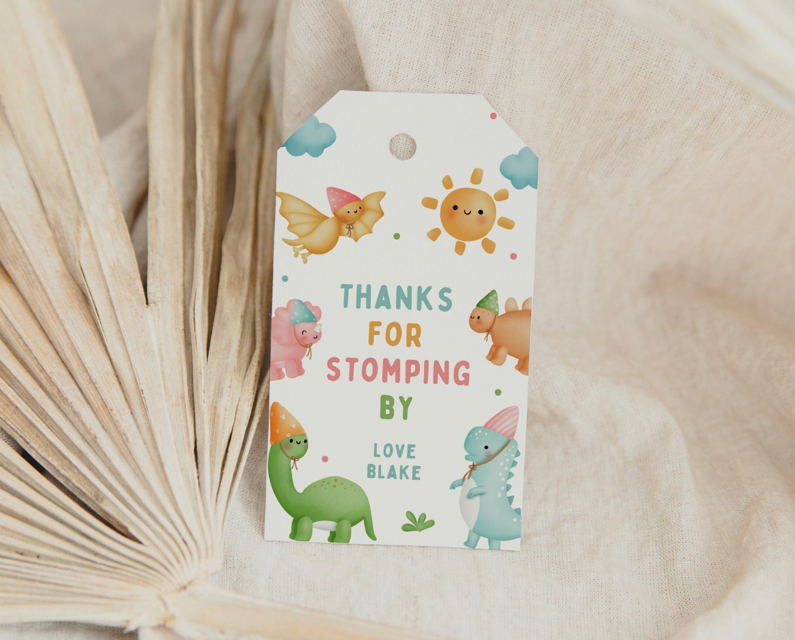 Oneasaurus Dinosaur Thank You Tag 1st Birthday Thank You Tag Template ...
