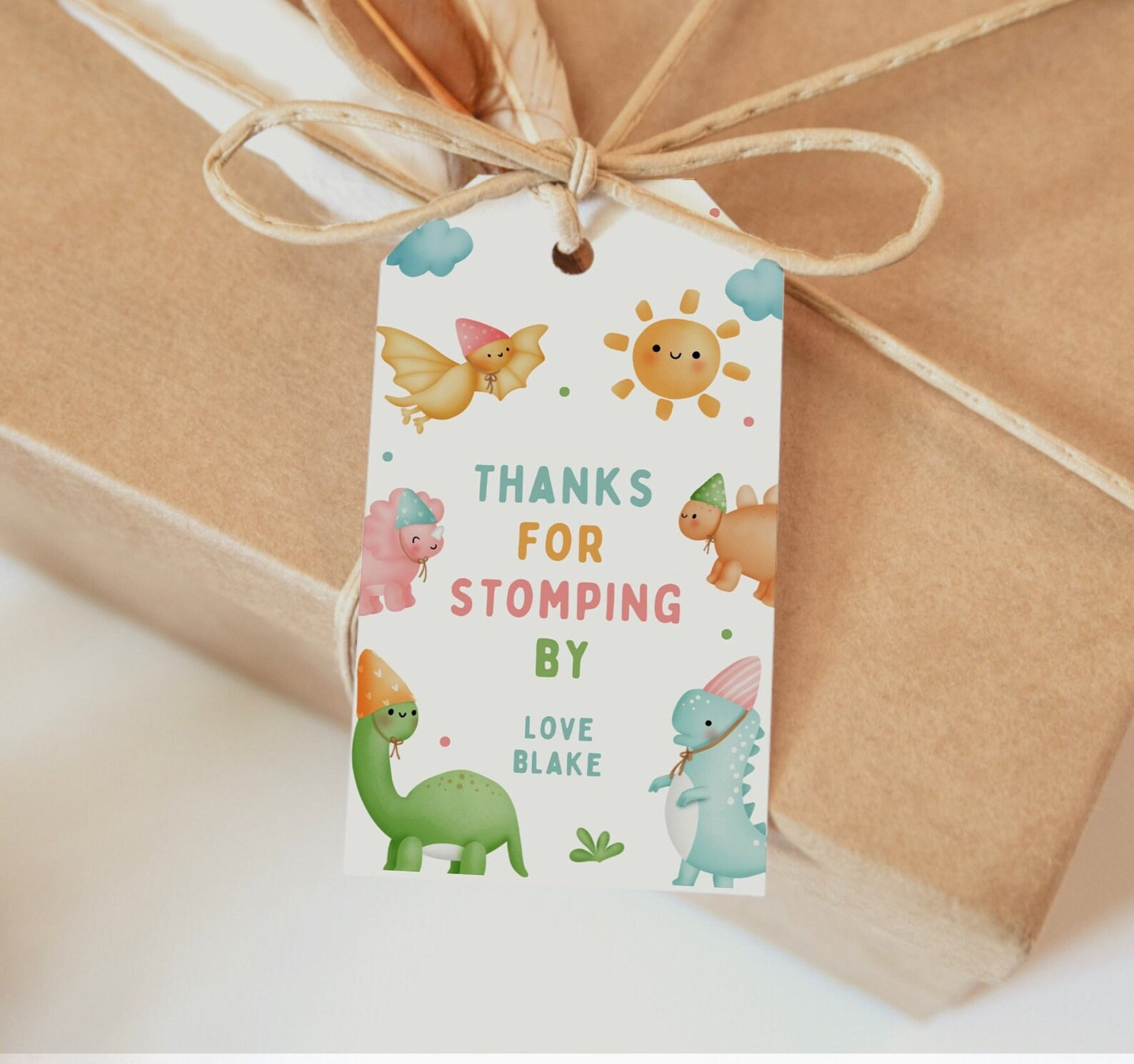 Oneasaurus Dinosaur Thank You Tag 1st Birthday Thank You Tag Template ...