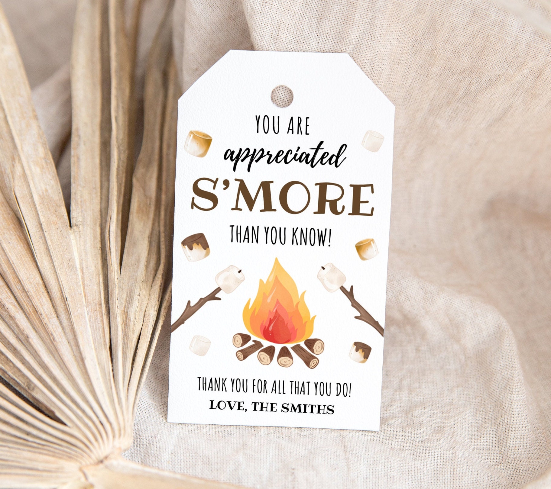 S’more Gift Tag Template Editable Teacher Appreciation Thank You Tag ...