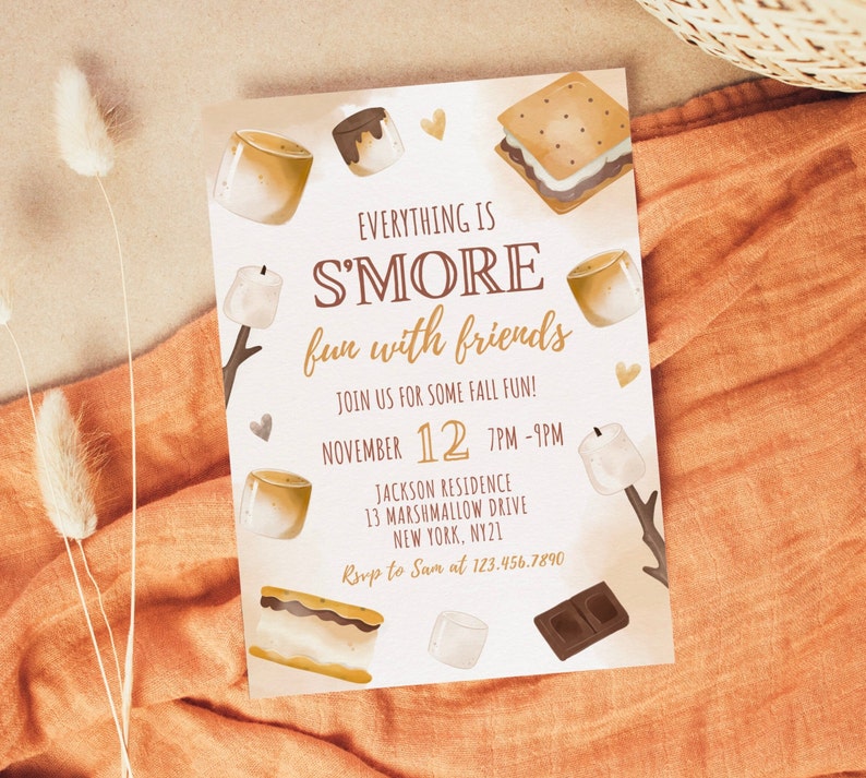 S’mores Party Invitation Template S’more Fun With Friends Bonfire Party ...