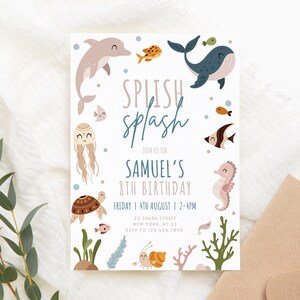 Splish Splash Birthday Invitation Template Printable Nautical - Etsy