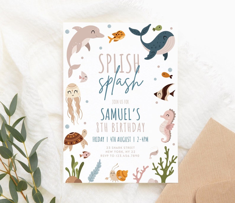 Splish Splash Birthday Invitation Template Printable Nautical - Etsy