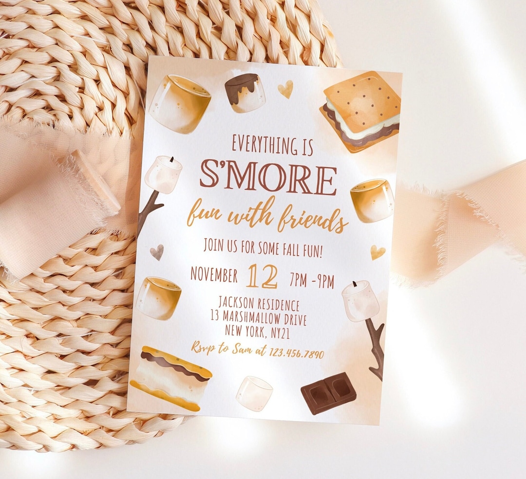 S’mores Party Invitation Template S’more Fun With Friends Bonfire Party ...