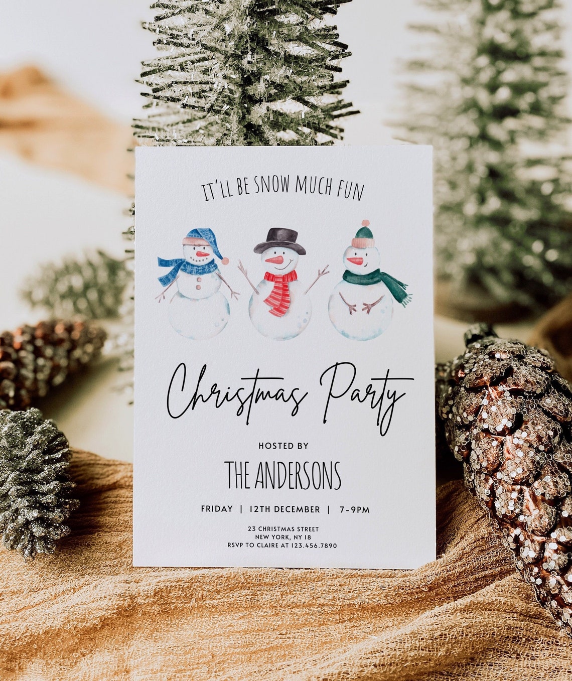 Editable Snowman Christmas Party Invitation Template Editable - Etsy UK