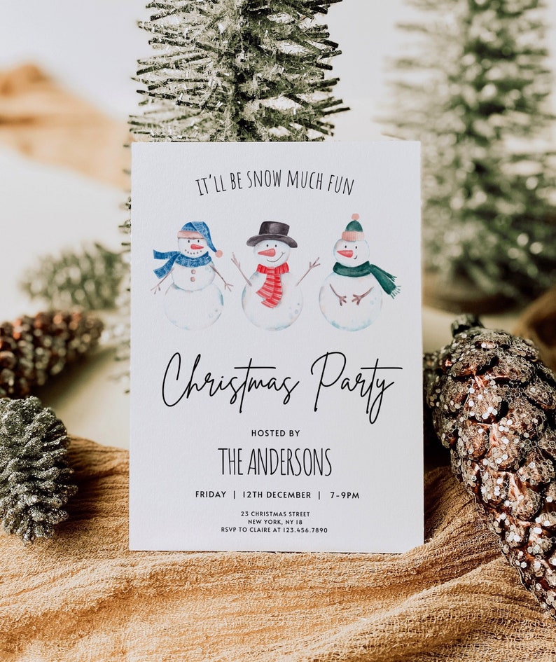 Editable Snowman Christmas Party Invitation Template Editable - Etsy UK