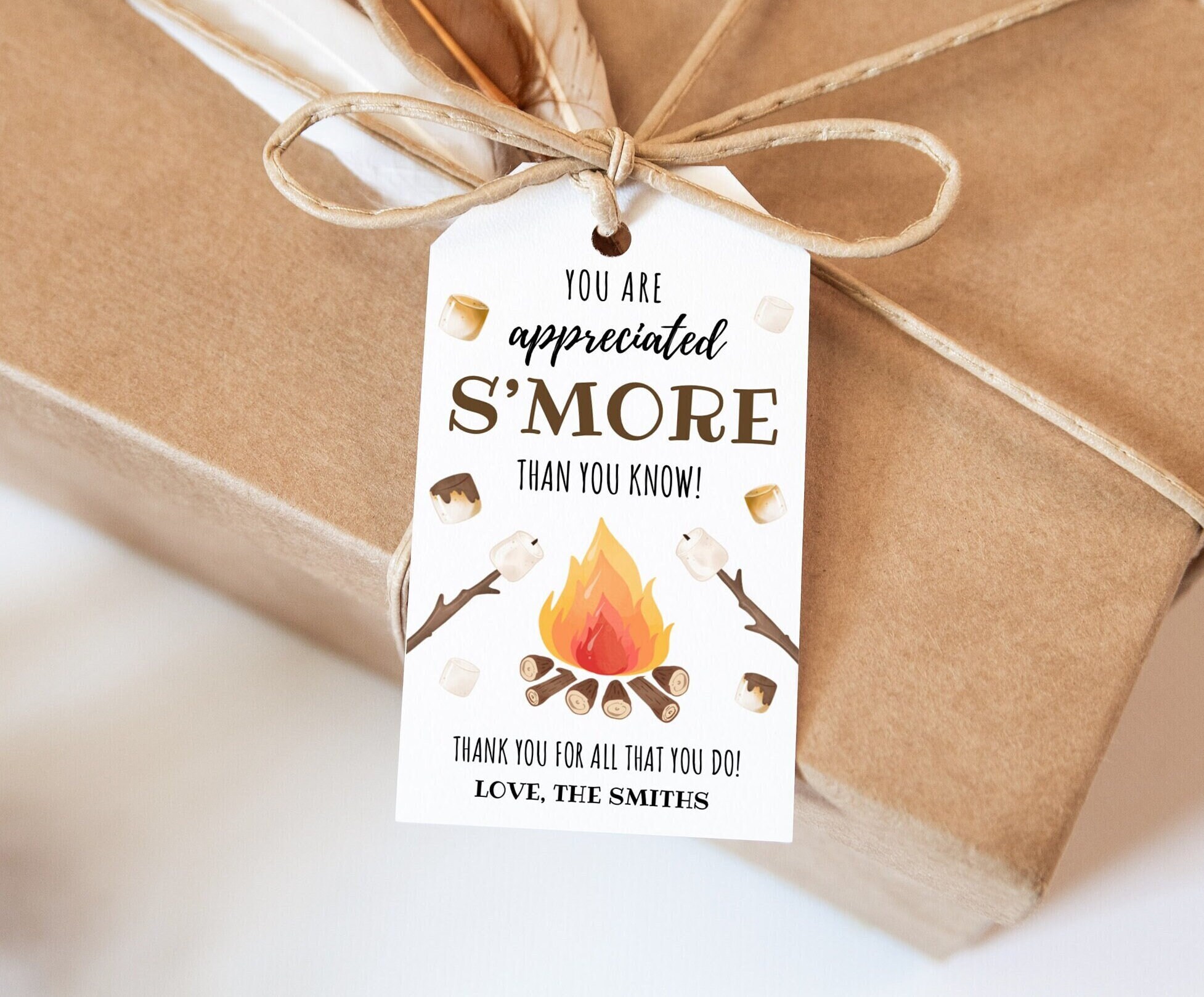 S’more Gift Tag Template Editable Teacher Appreciation Thank You Tag ...