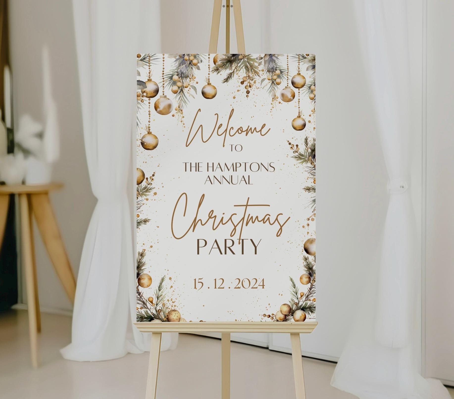 Christmas Welcome Sign Template Editable Holiday Party Welcome Board ...