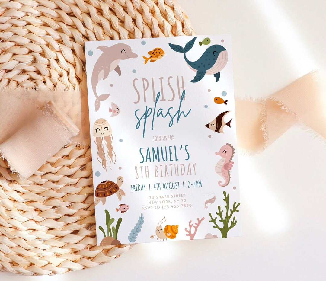 Splish Splash Birthday Invitation Template Printable Nautical - Etsy
