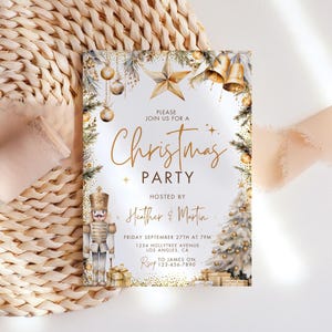 Gold Christmas Party Invitation Template Editable Holiday Party Invite ...
