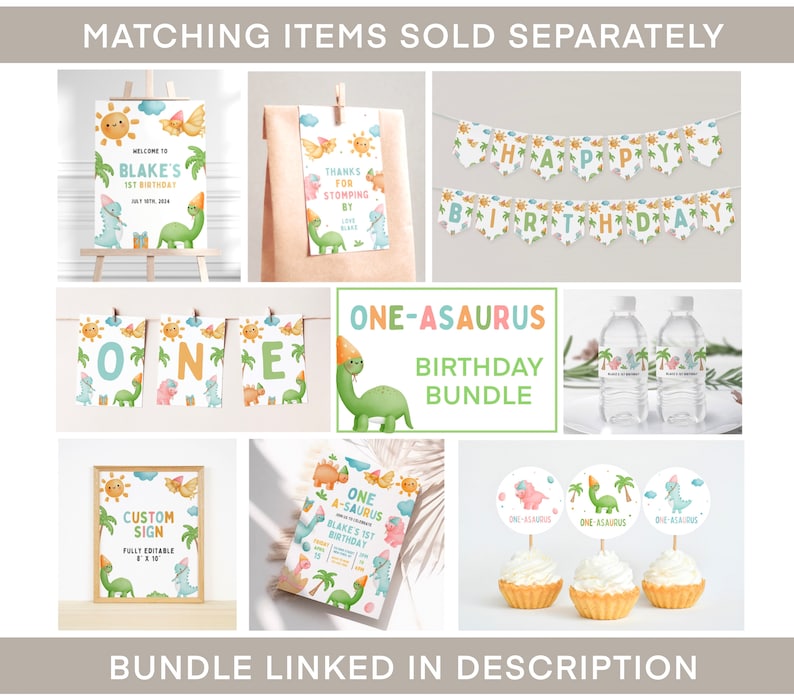 Dinosaur Birthday Milestone Poster Template Digital Download Oneasaurus ...