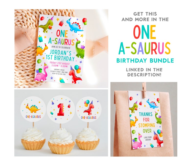 One-a-saurus Dinosaur Birthday Invitation Digital Download - Etsy
