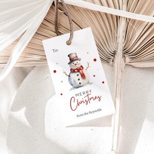 Merry Christmas Gift Tag Template Snowman Gift Tag Editable Christmas ...