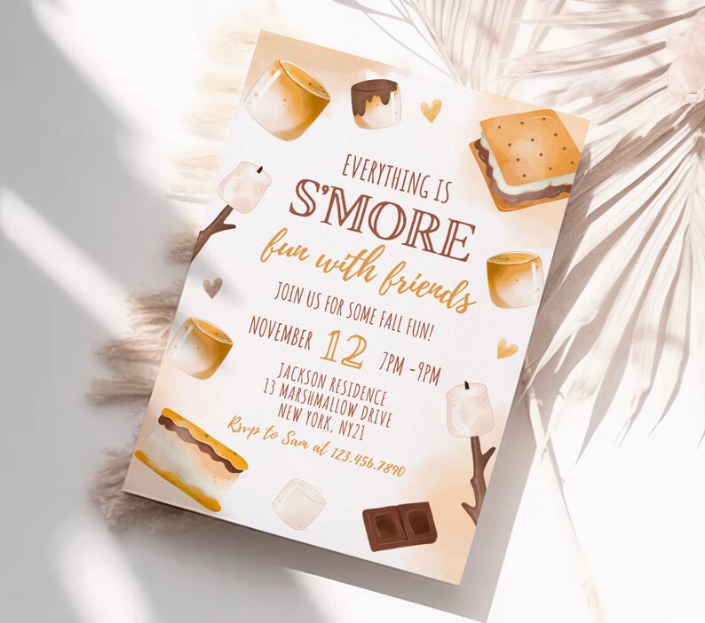 S’mores Party Invitation Template S’more Fun With Friends Bonfire Party ...