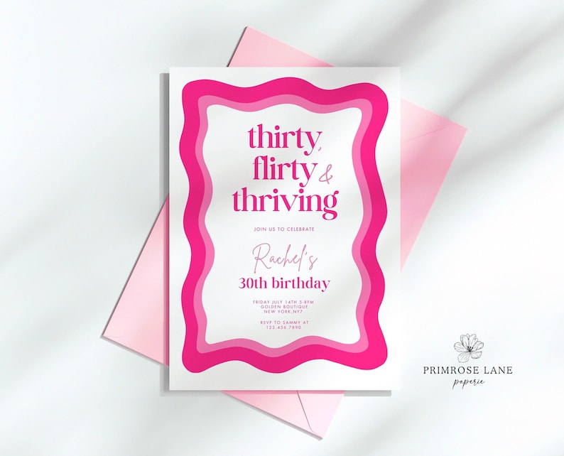 Thirty Flirty and Thriving Birthday Invitation Template Editable 30th ...