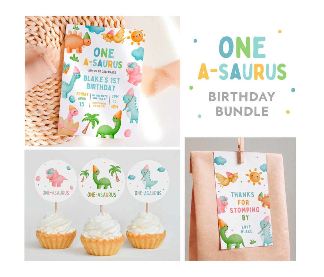 One-a-saurus Dinosaur Birthday Bundle Digital Download Dino 1st ...