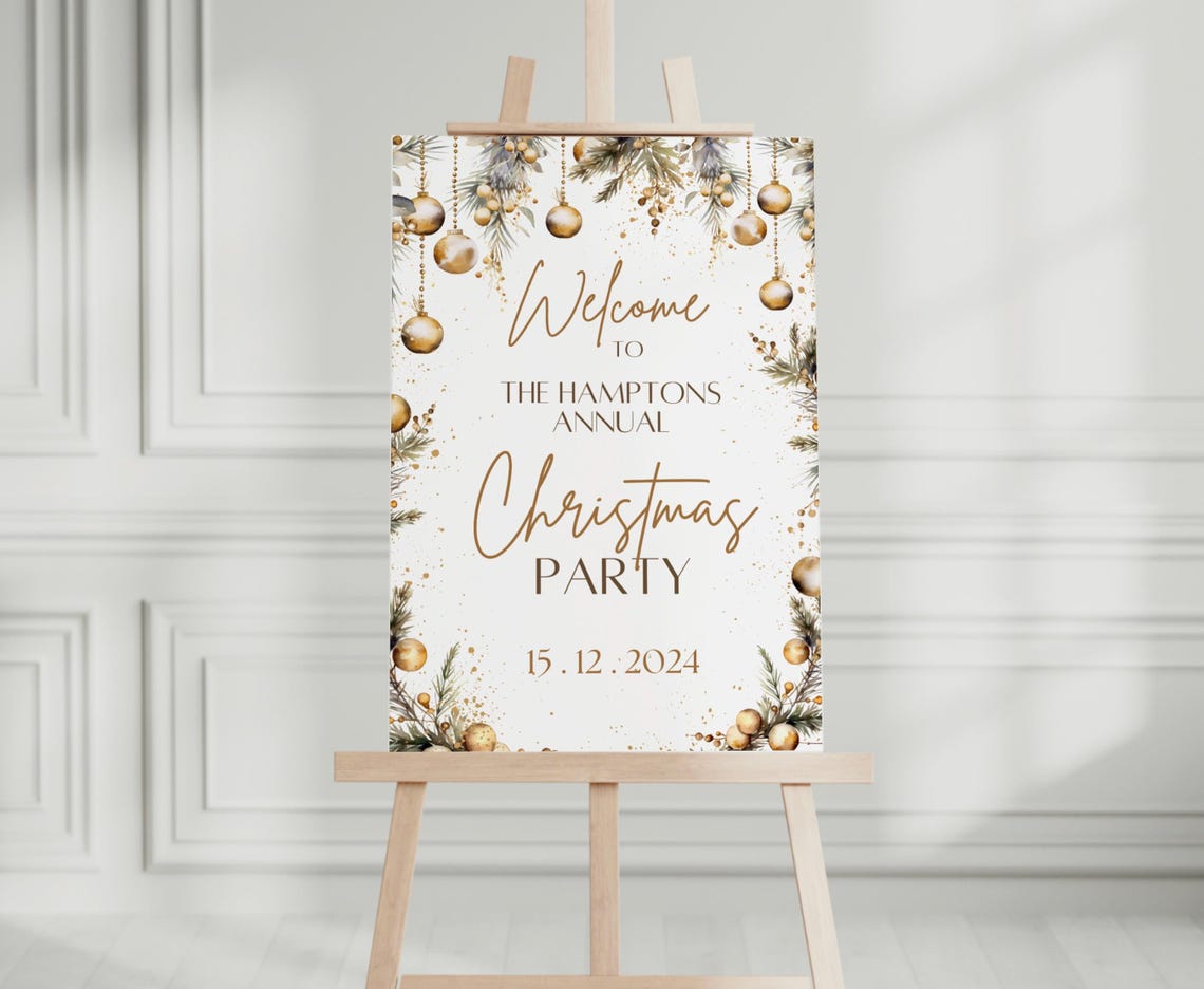 Christmas Welcome Sign Template Editable Holiday Party Welcome Board ...