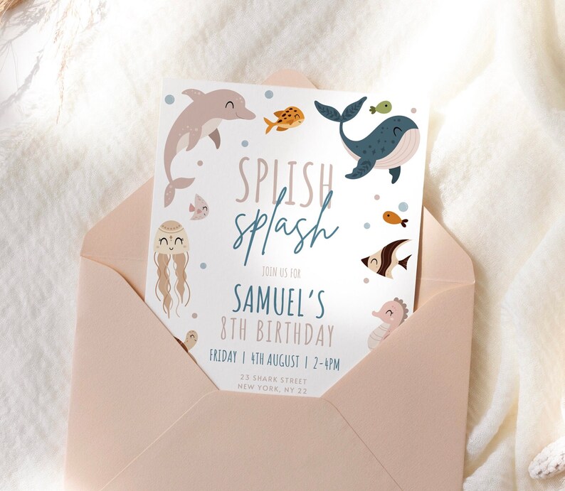 Splish Splash Birthday Invitation Template Printable Nautical - Etsy