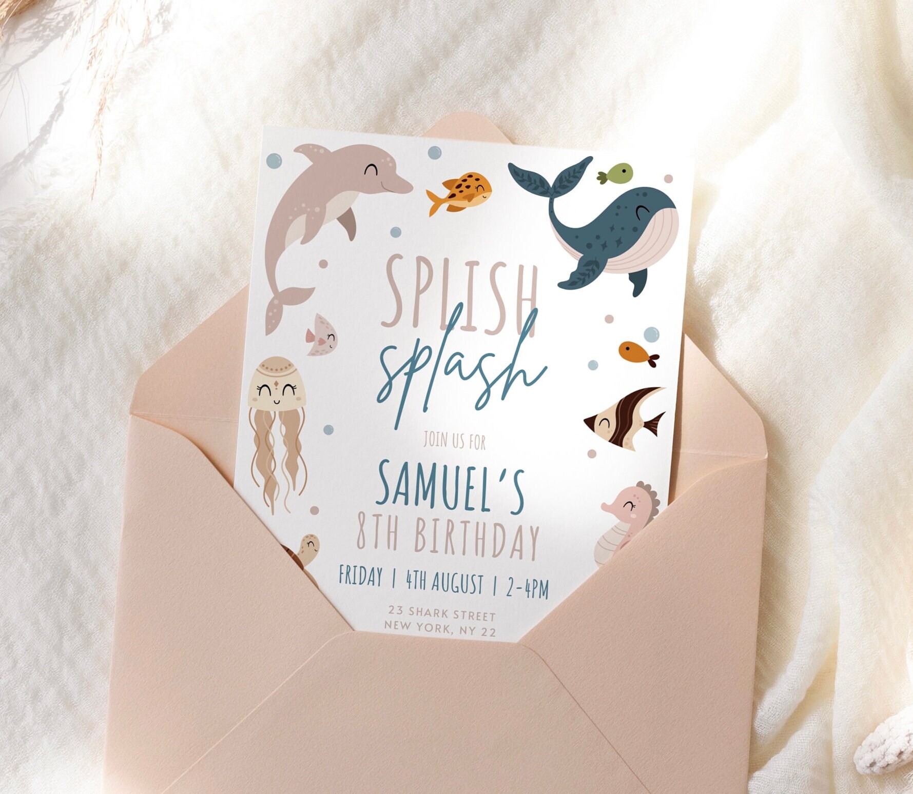 Splish Splash Birthday Invitation Template Printable Nautical - Etsy