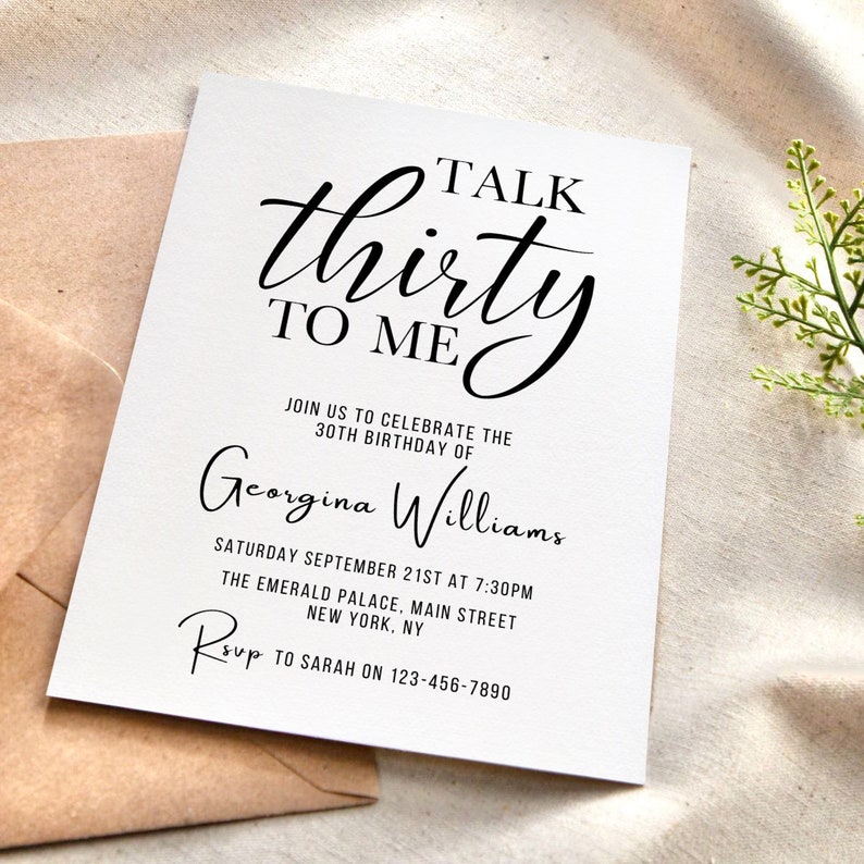 30th Birthday Invitation Template Canva Digital Download Talk Thirty to ...