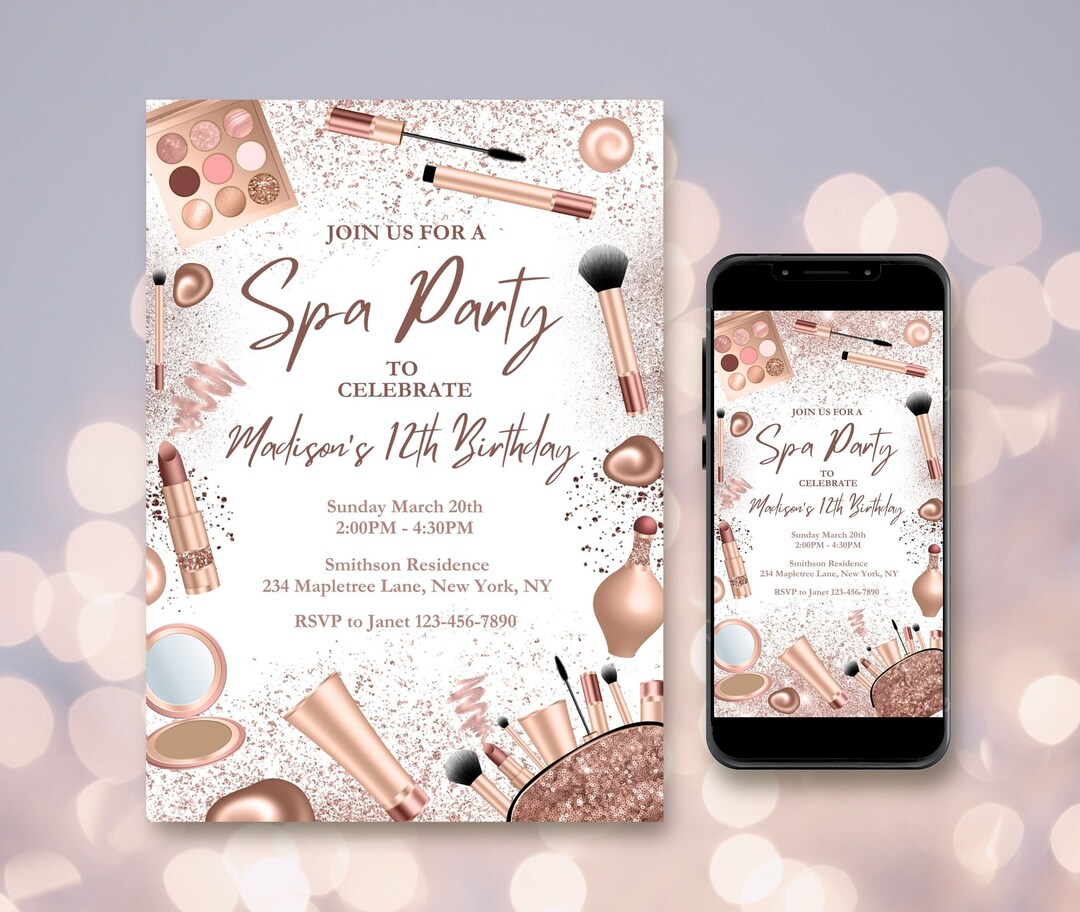 Pamper Party Invite Template Canva Digital Download Spa - Etsy