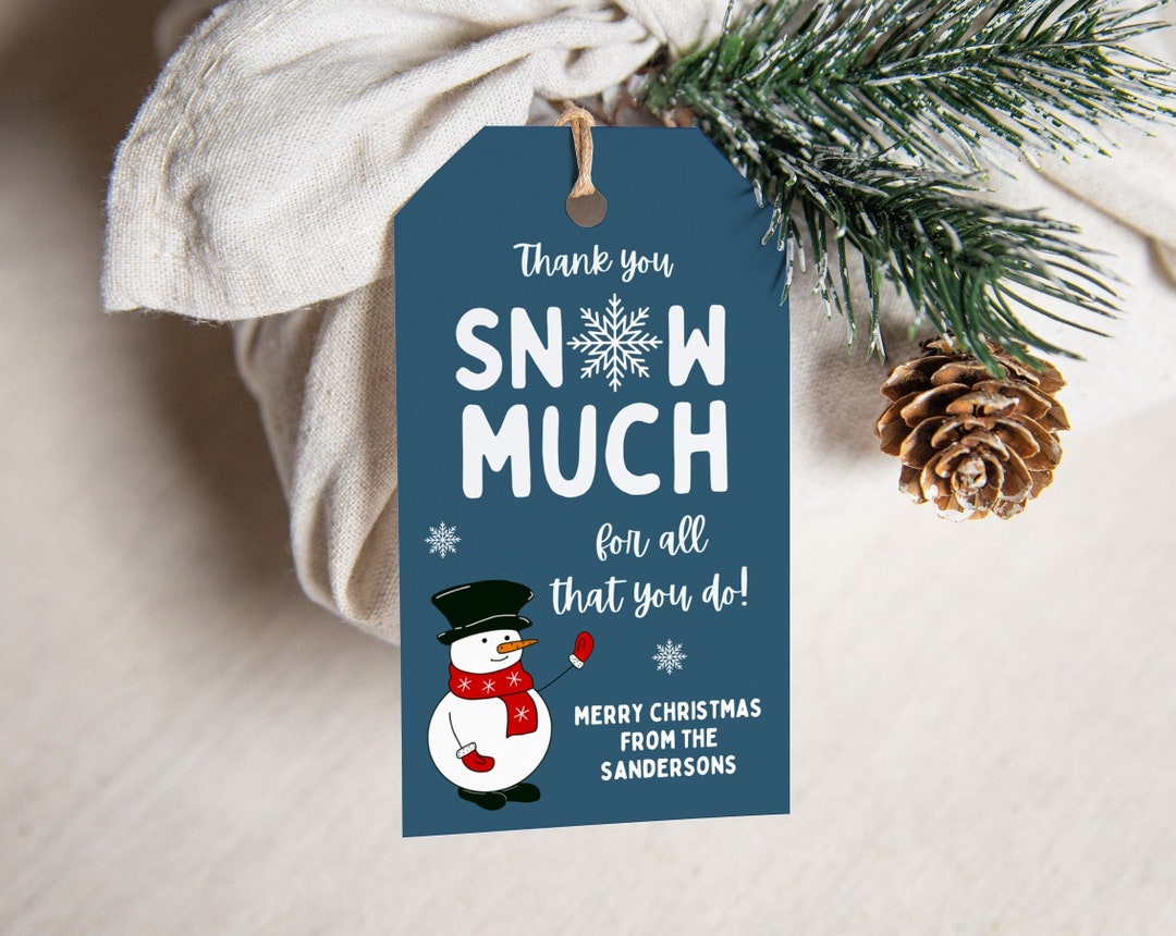 Thank You Snow Much Gift Tag Template Editable Christmas Gift - Etsy