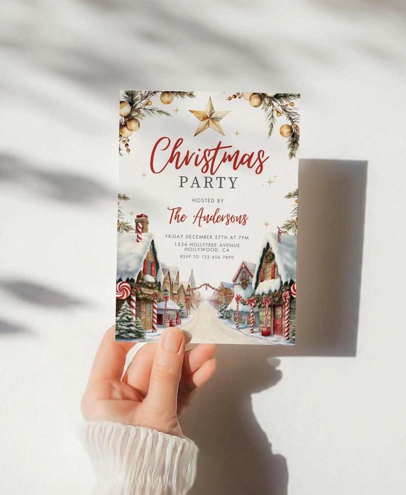 Classic Christmas Party Invitation Template Editable Holiday Party ...