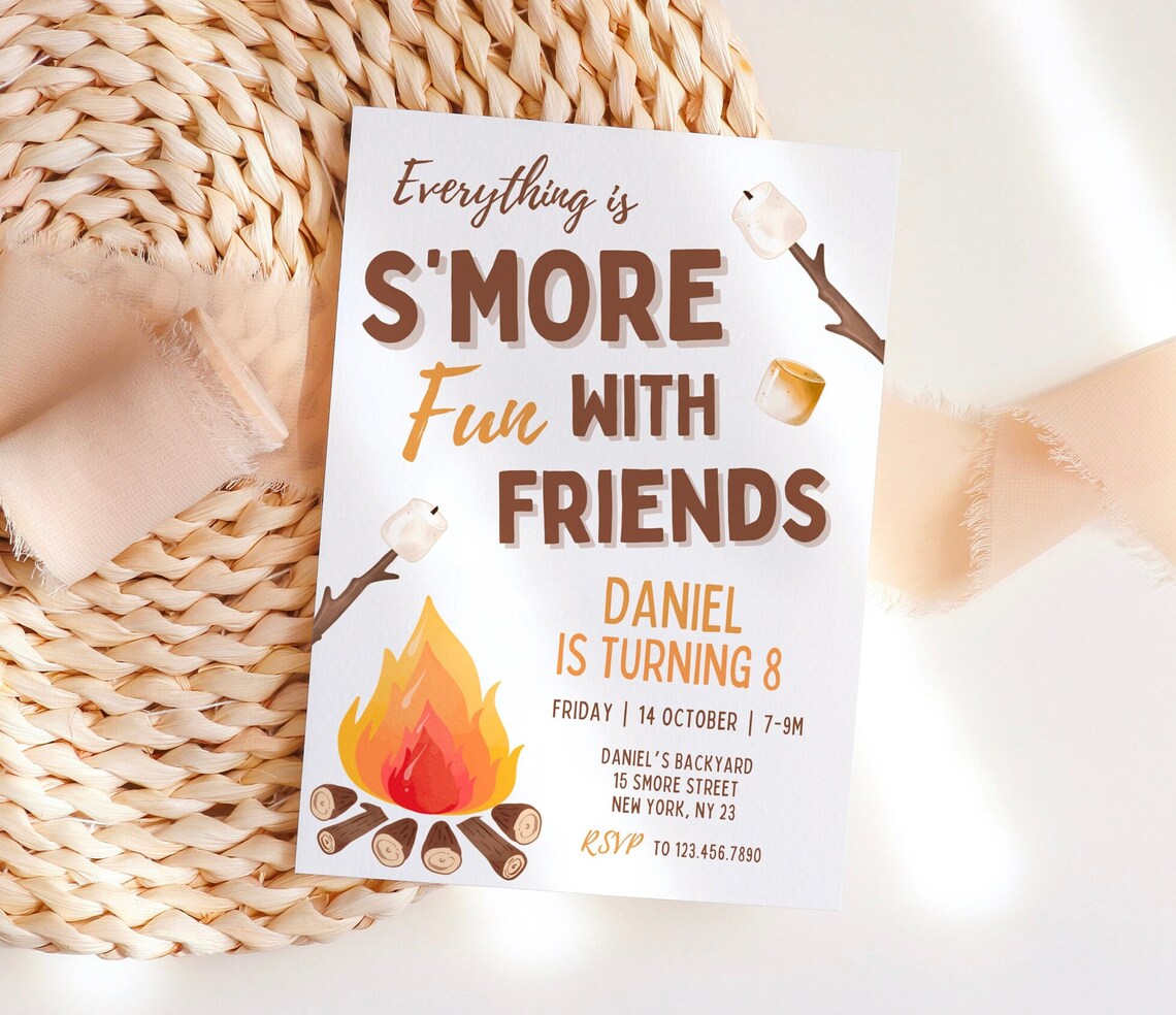 S’mores Birthday Invitation Template S’more Fun With Friends Bonfire ...